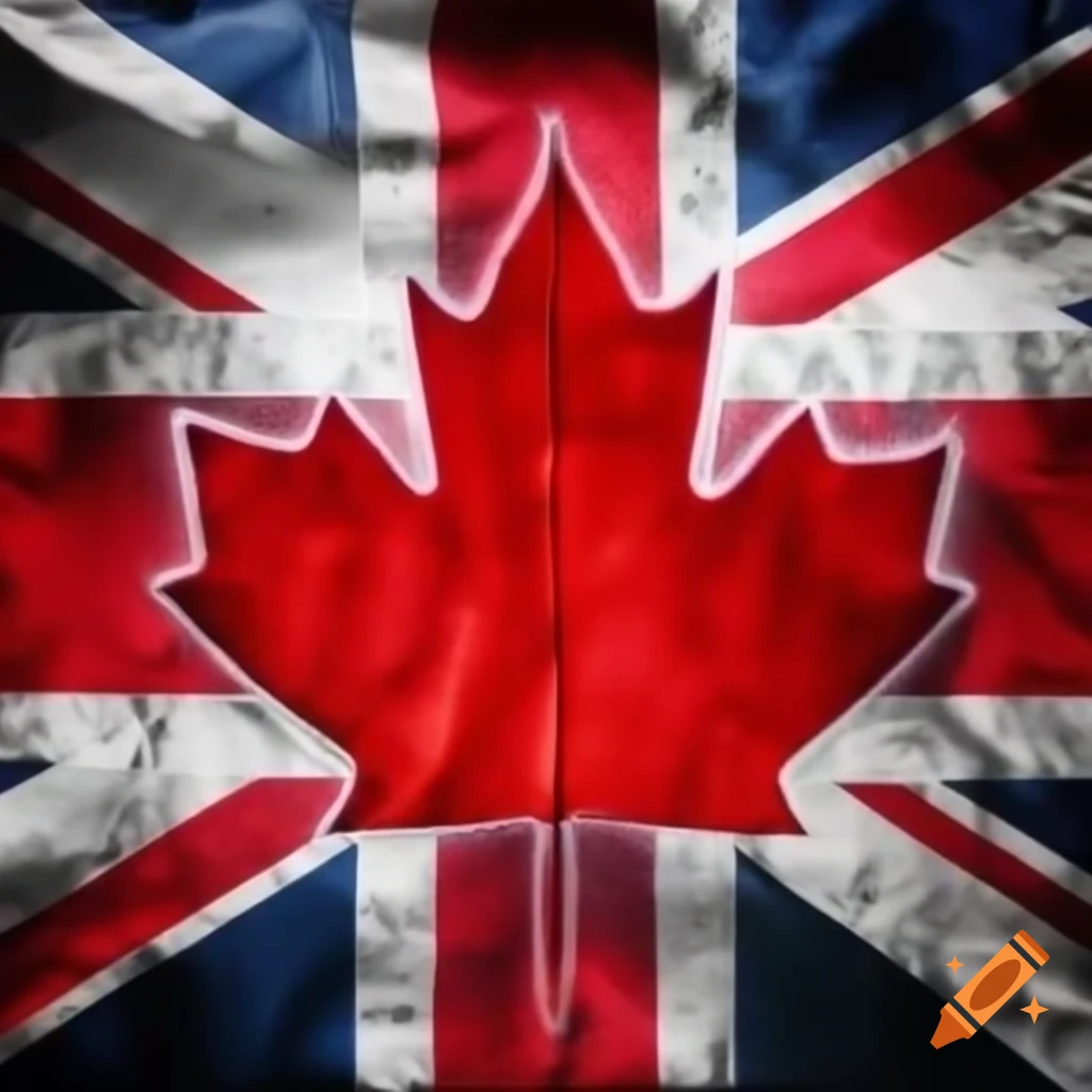 Canadian maple leaf placed on british flag on Craiyon