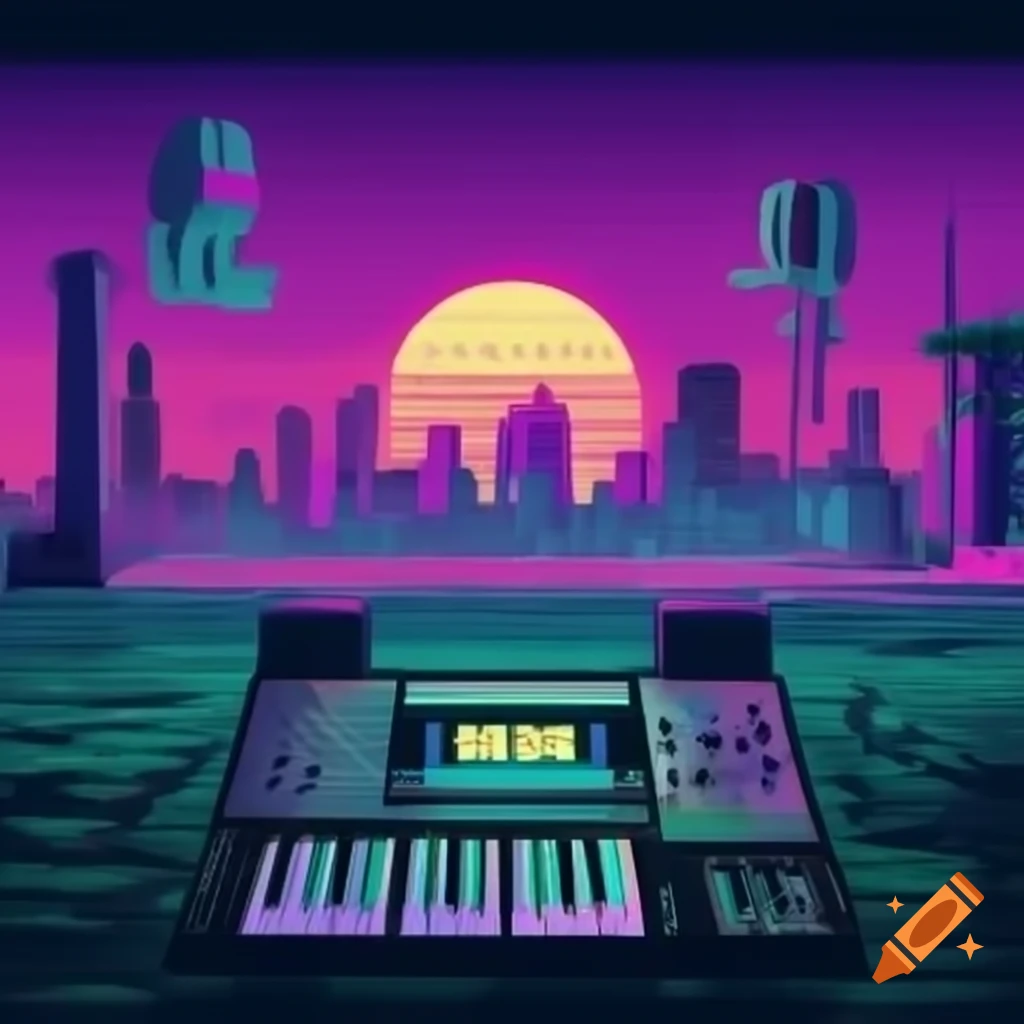 Vibrant 90s-inspired vaporwave cartoon of glastonbury tor with retro ...