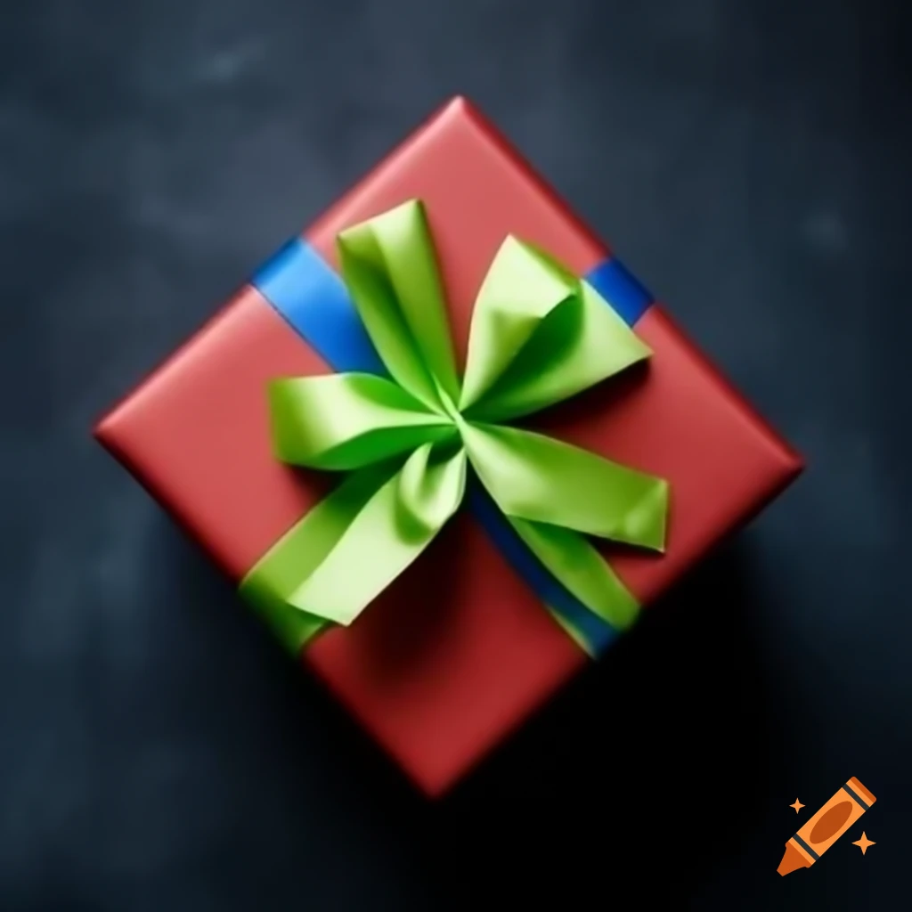 Colorful wrapped gift box seen from top view on Craiyon