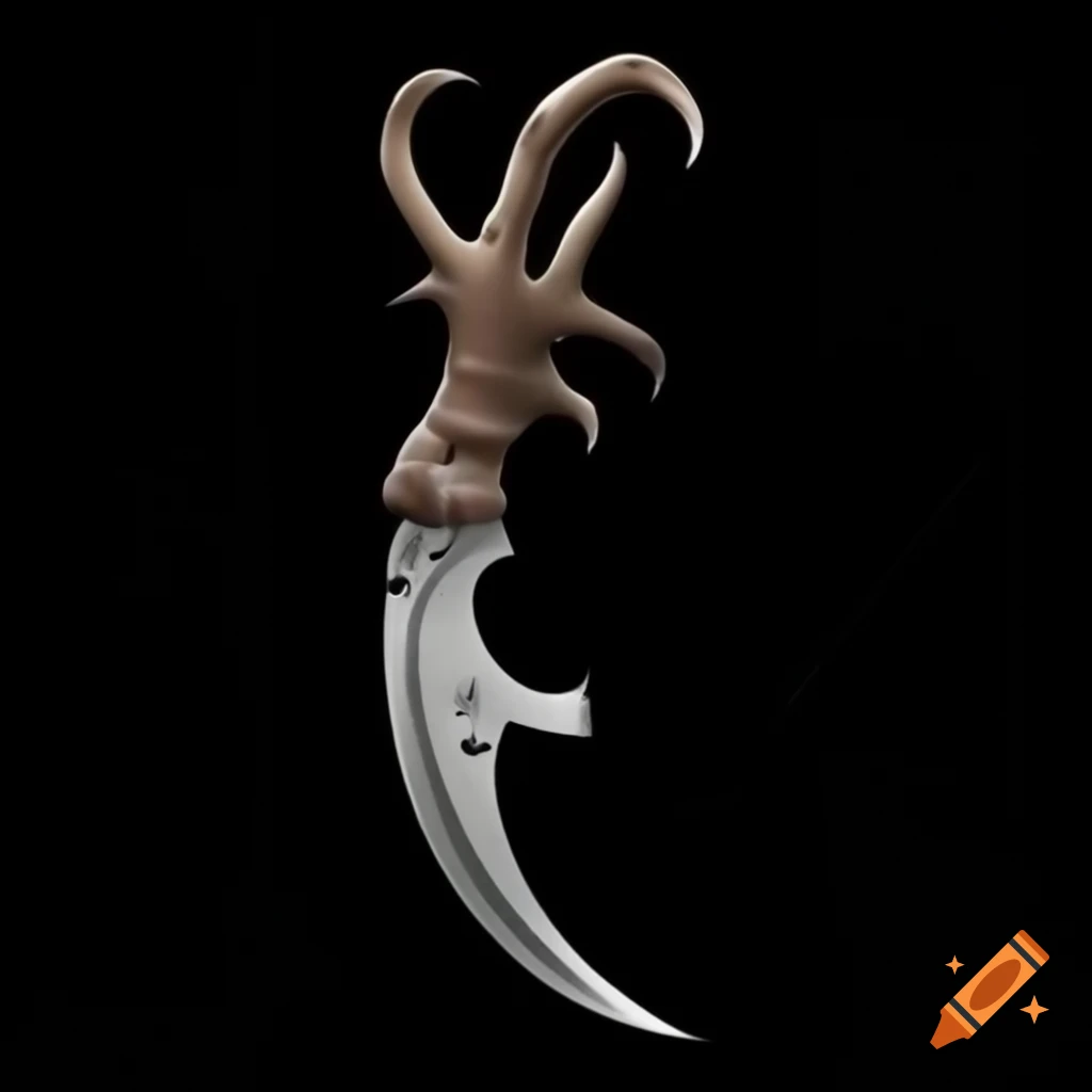 Tattoo design featuring karambit knife with deer antler handle and ...