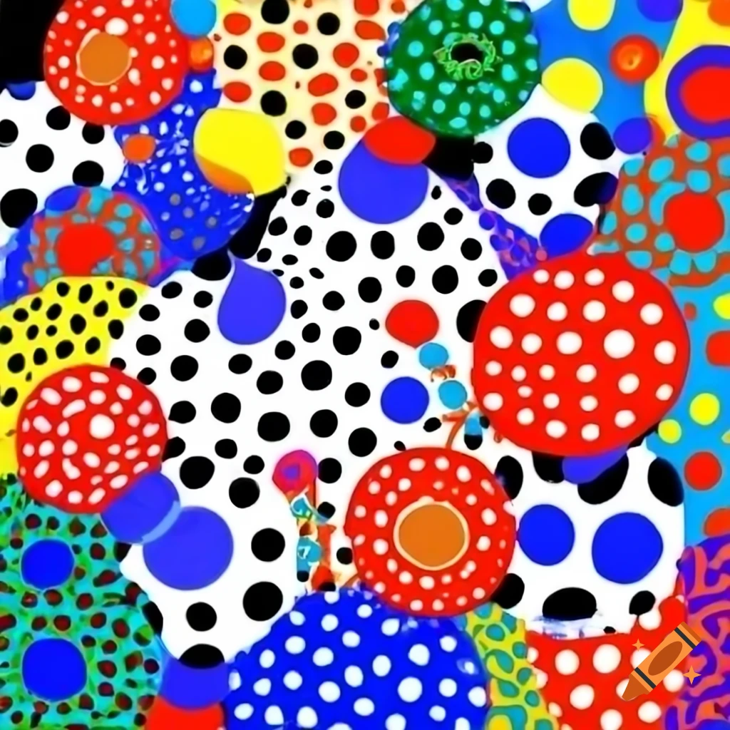 Yayoi Kusama pop art painting featuring vibrant patterns on Craiyon