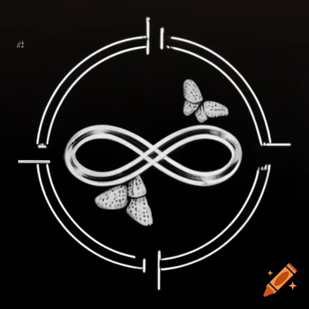 Monochromatic infinity symbol with two butterflies gracefully ...