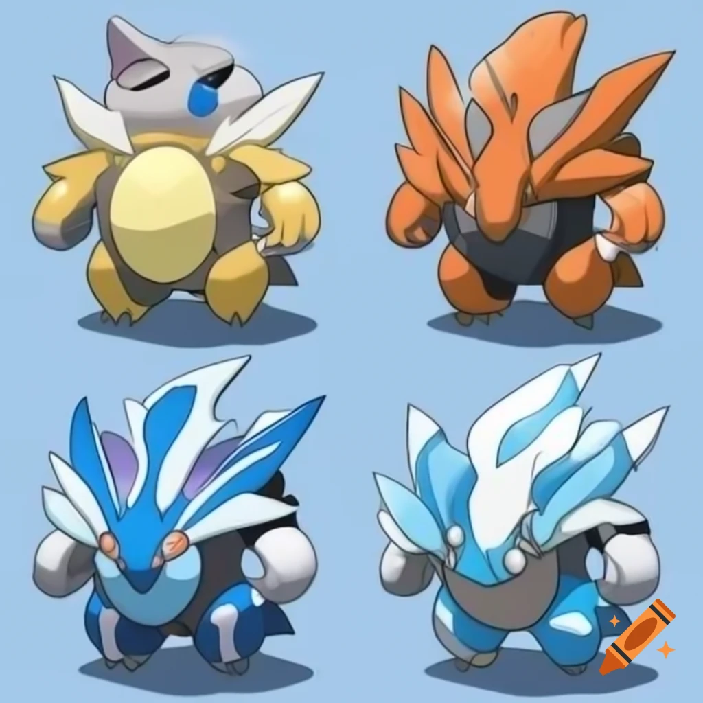 Four pokémon representing phase transition reactions with unique ...