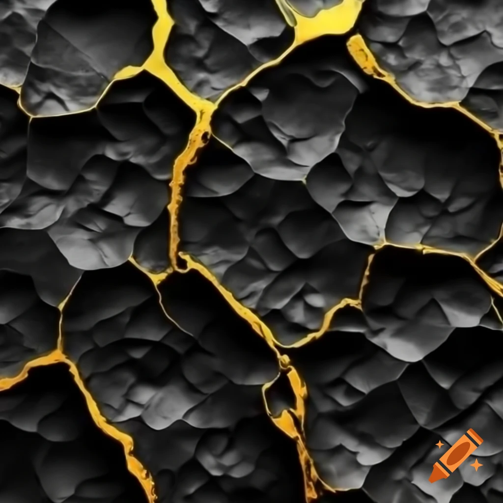 2D black iron ore texture with yellow veins on Craiyon