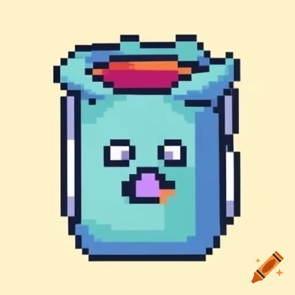 16-bit pixel art representation of a garbage bag on Craiyon