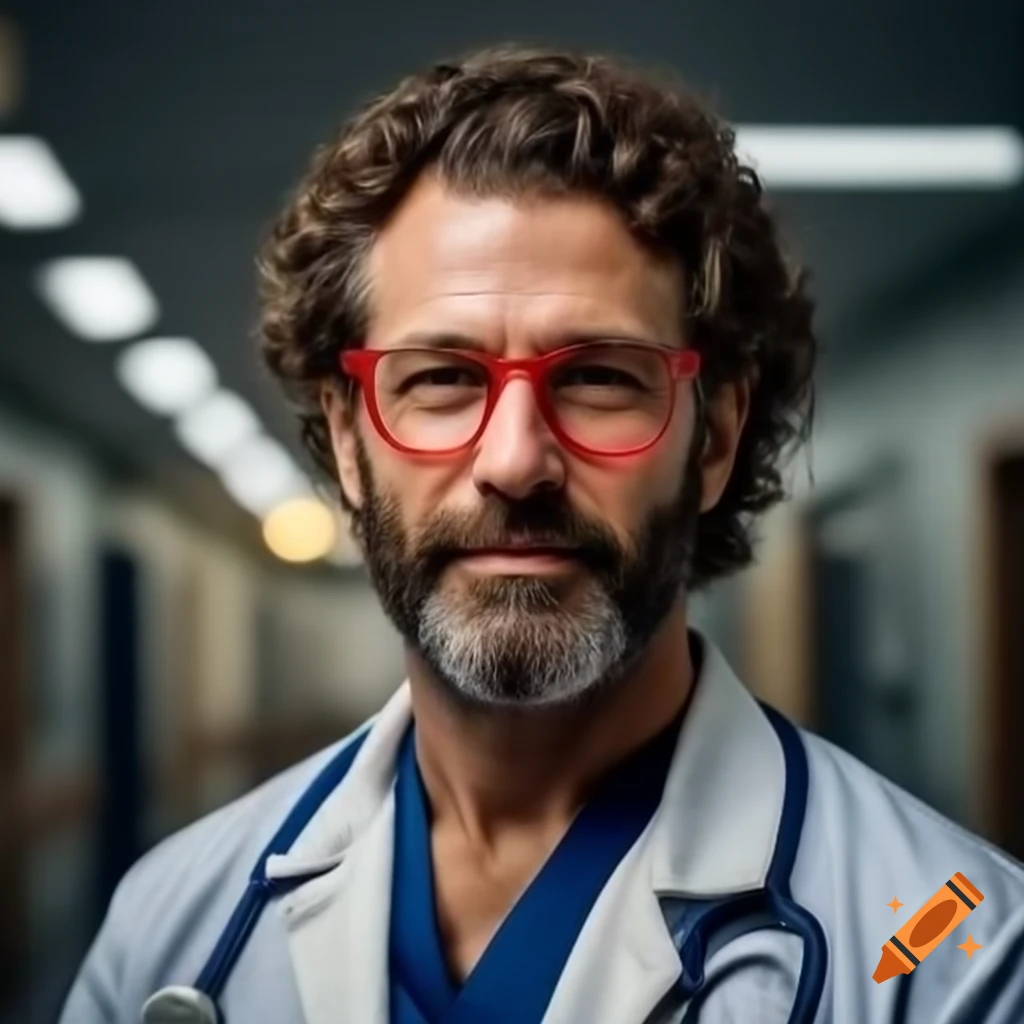 Attractive male medical professional in hospital wearing lab coat and ...