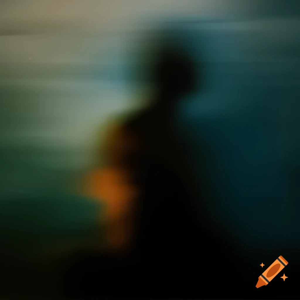 Fragmented humanoid silhouette blending into surreal dreamscape with ...