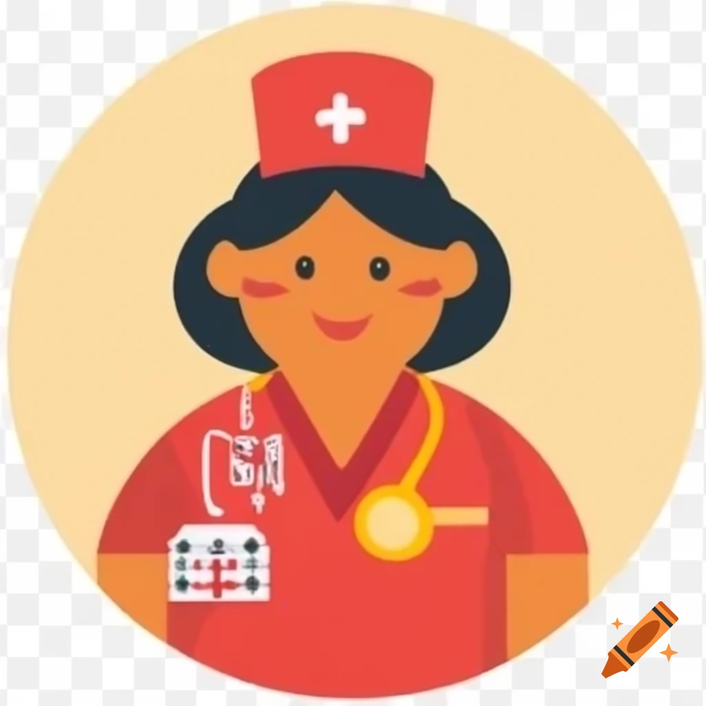 Drawing of indigenous nurse with Cree patient in vibrant red, orange ...