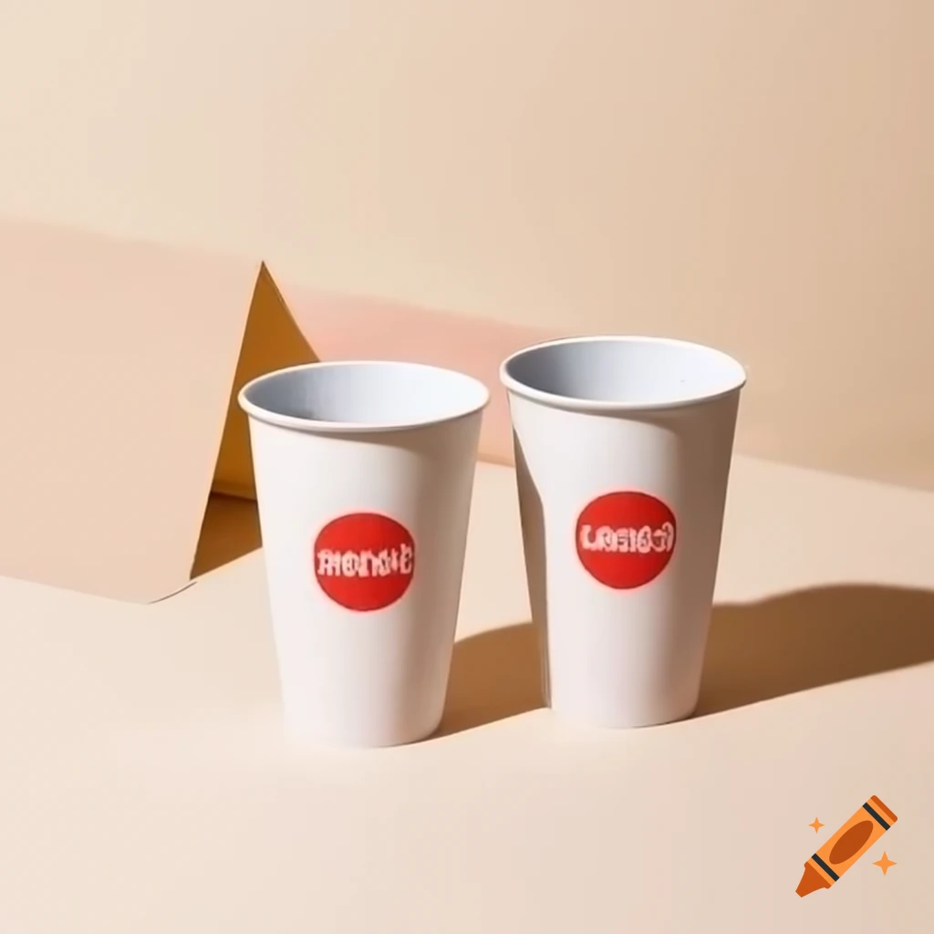 Branded paper cups showcasing logo design on Craiyon