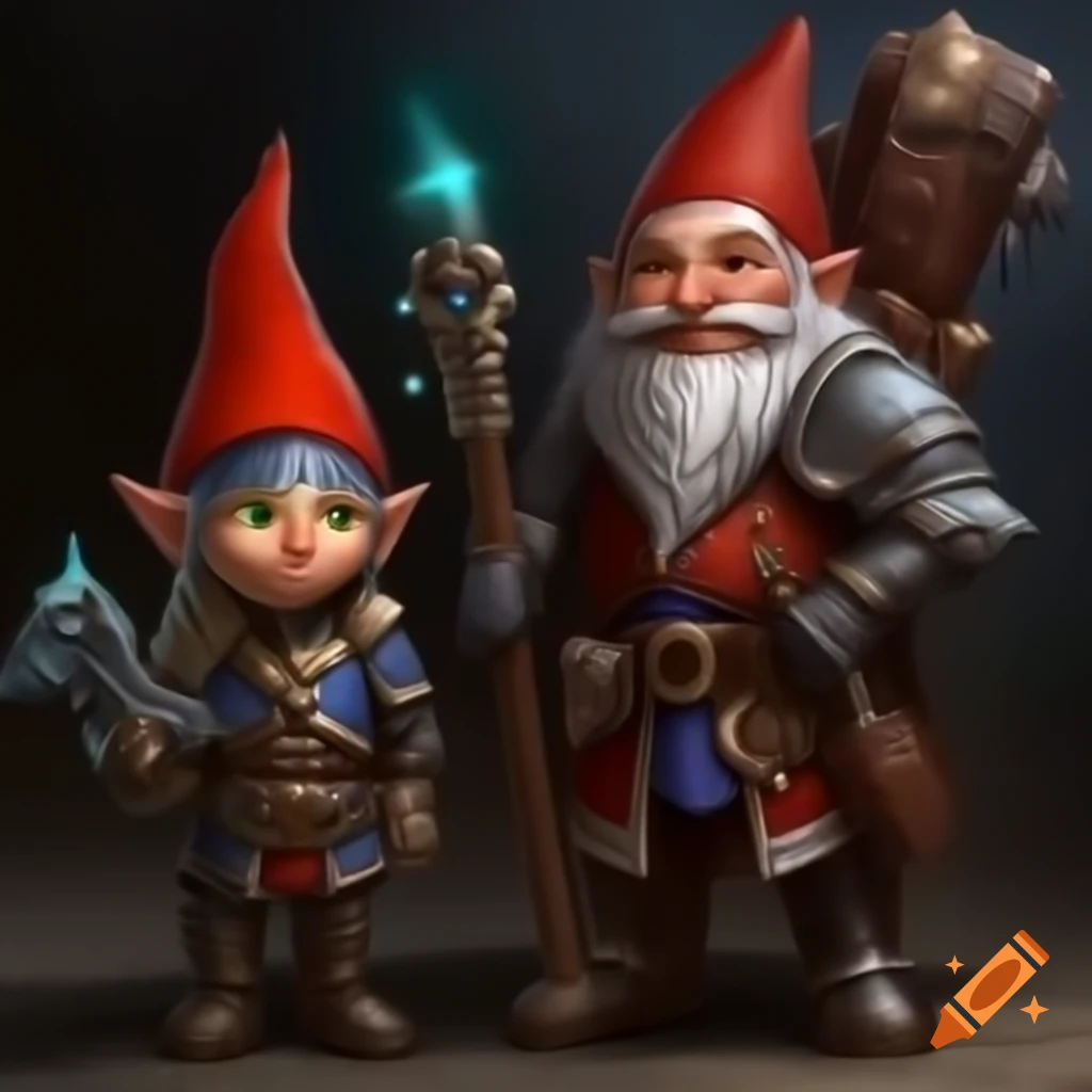 Young gnome paladin with clockwork weaponry on Craiyon