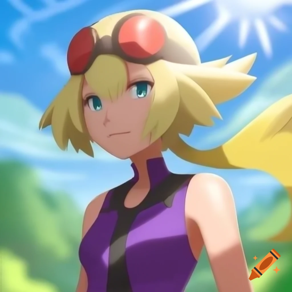 Pokémon Trainer with Noivern, wearing a stylish purple outfit and short ...