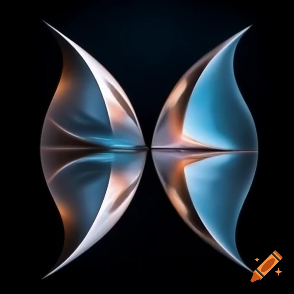 Highly detailed spirally curved chrome sheets with glowing spectral ...