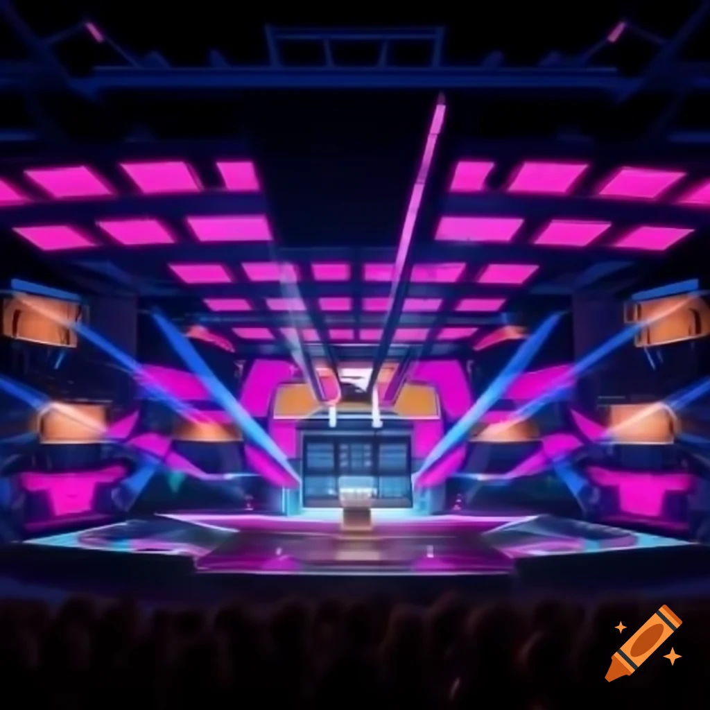 Vibrant Roblox RDC stage with digital energy and excitement on Craiyon