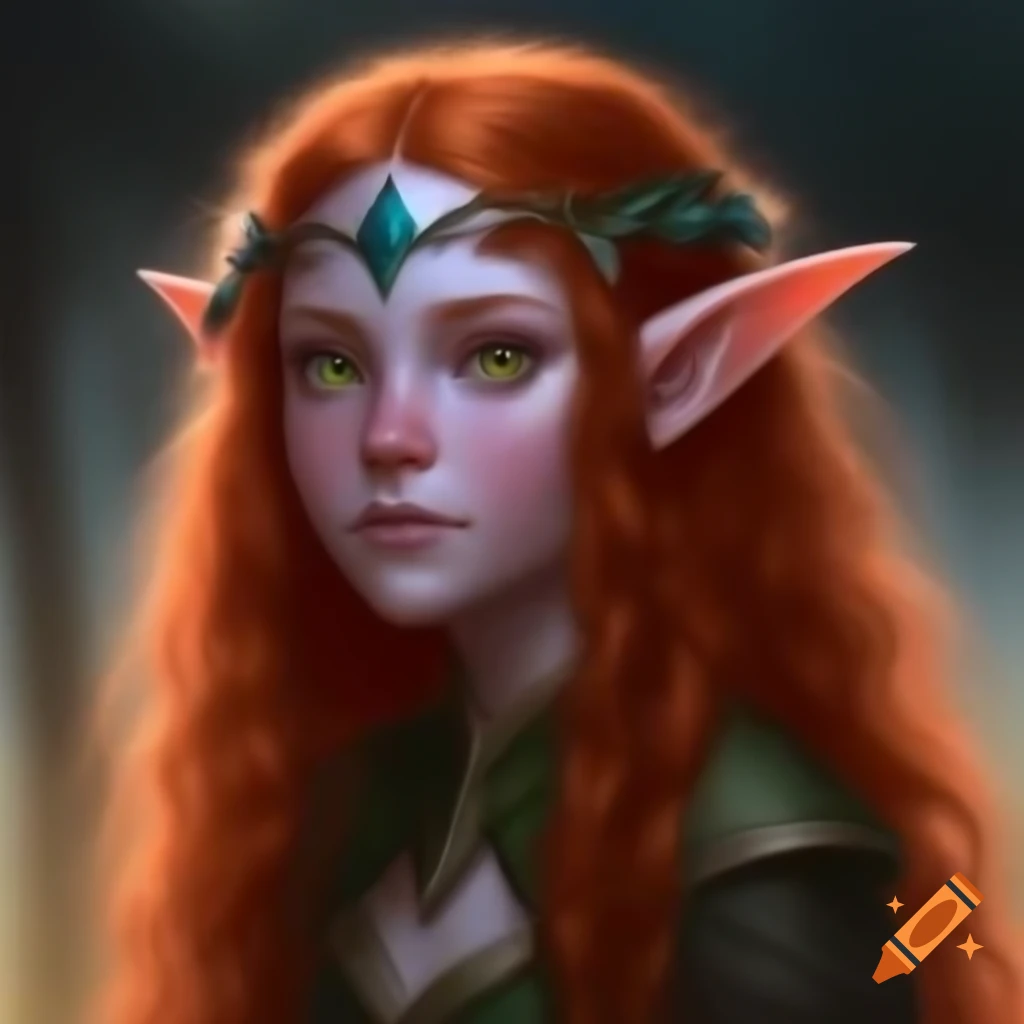Half elf druid with red hair on Craiyon