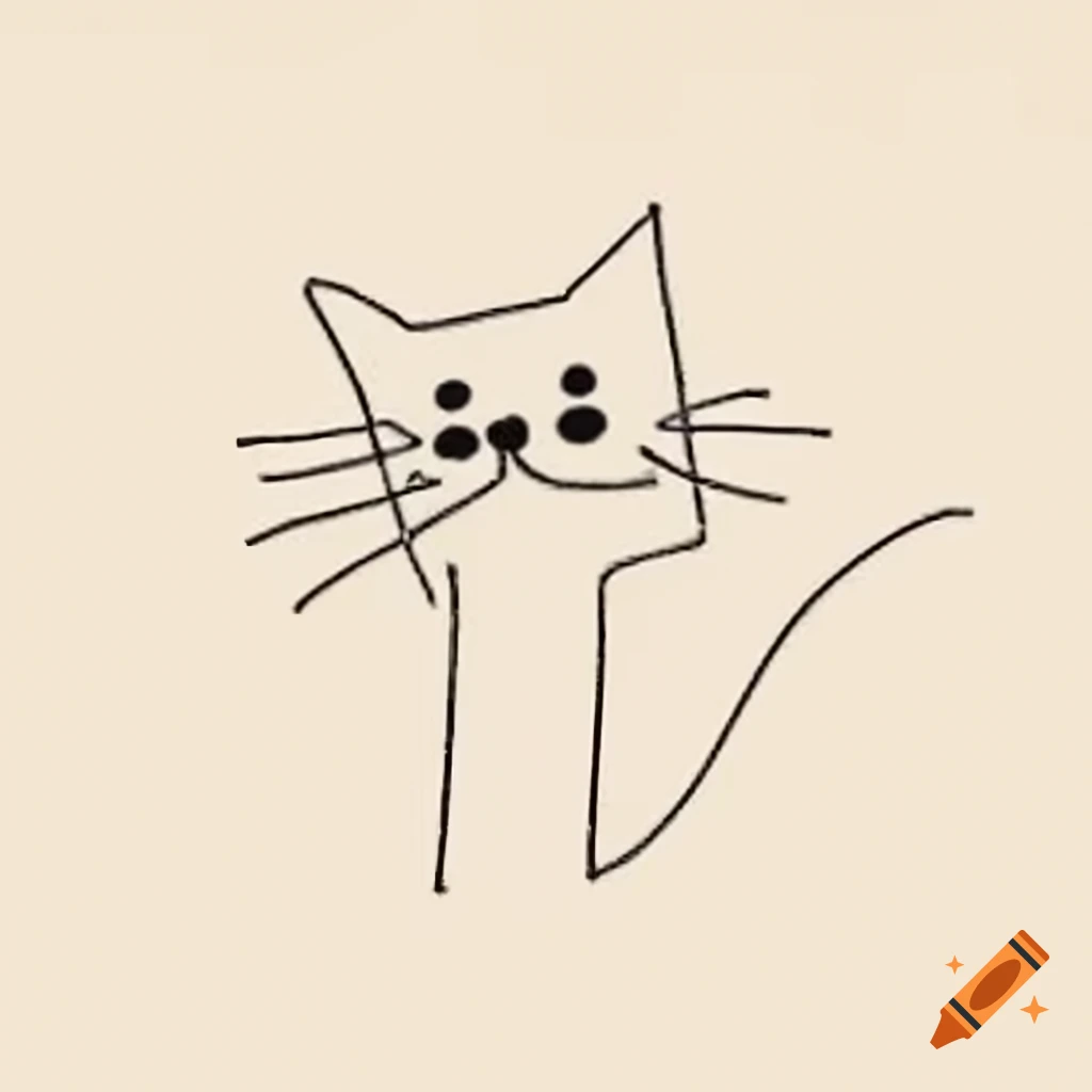 Abstract minimal doodle of a silly derpy cat on Craiyon