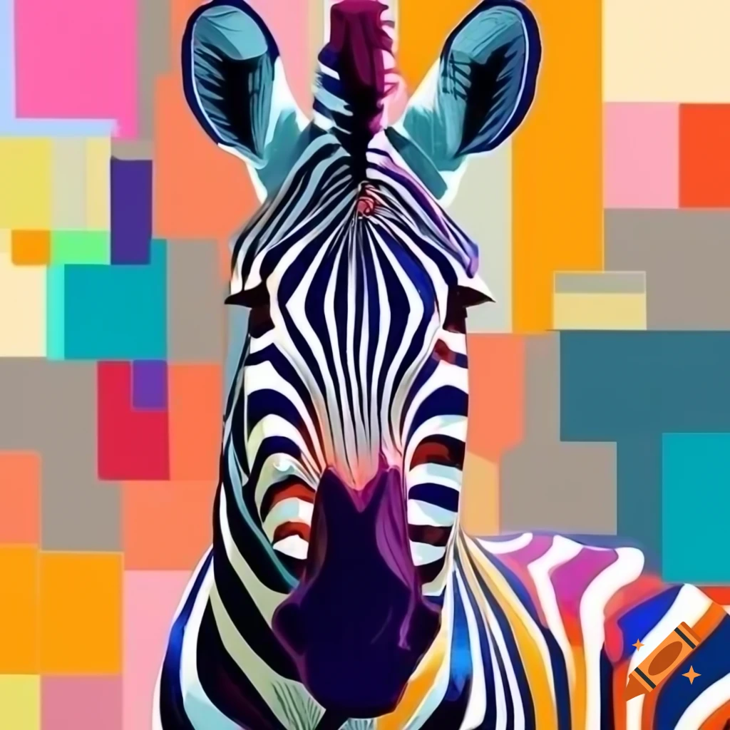 Colorful abstract zebra art in two panels with complementary designs on ...