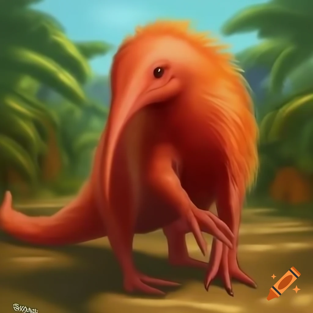 Hybrid creature with ibis features and pangolin scales, bipedal stance ...