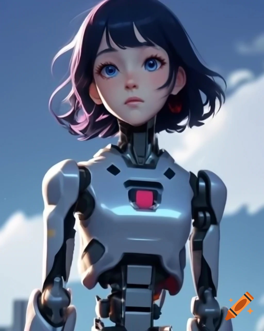 Anime cyborg girl resembling a toy robot on Craiyon