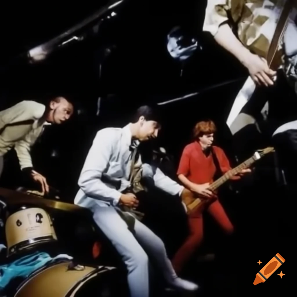 Musical band performing in outer space on Craiyon