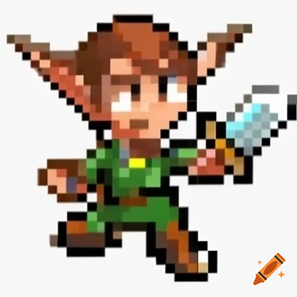 Pixel art male elf character design on Craiyon