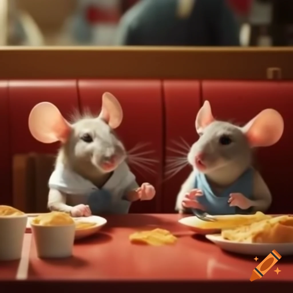 Mice eating at a fast food restaurant inspired by Mrs. Frisbees and the ...