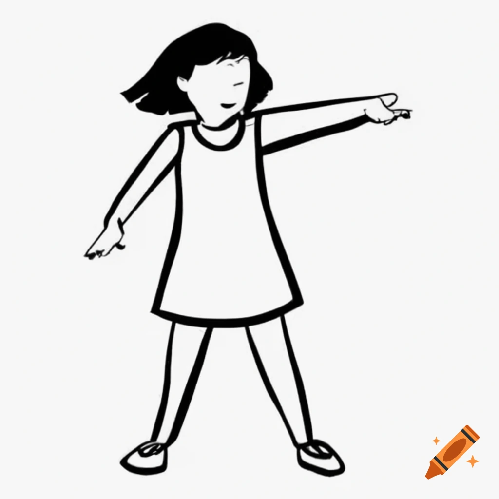 Outline of a girl standing with hands extended outward on Craiyon