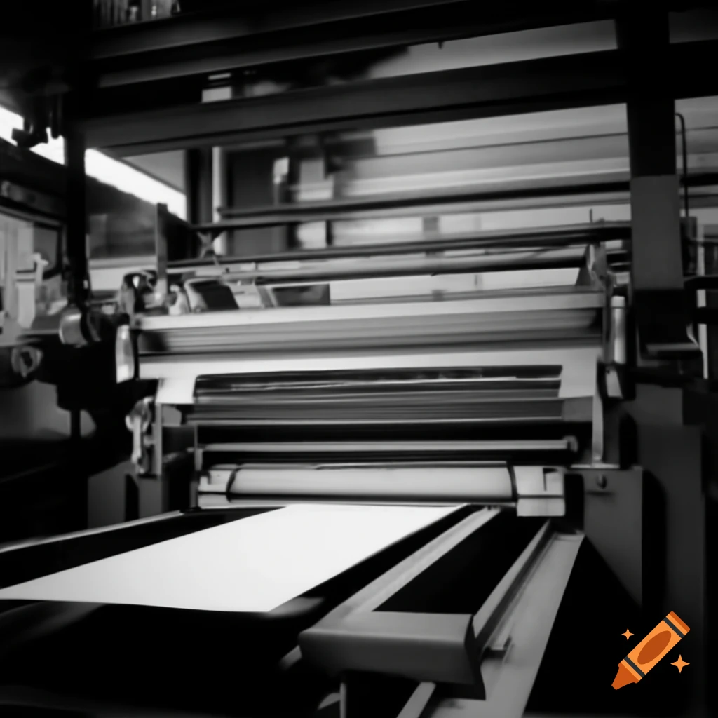 Desk calendar frame featuring an offset printing press image on Craiyon