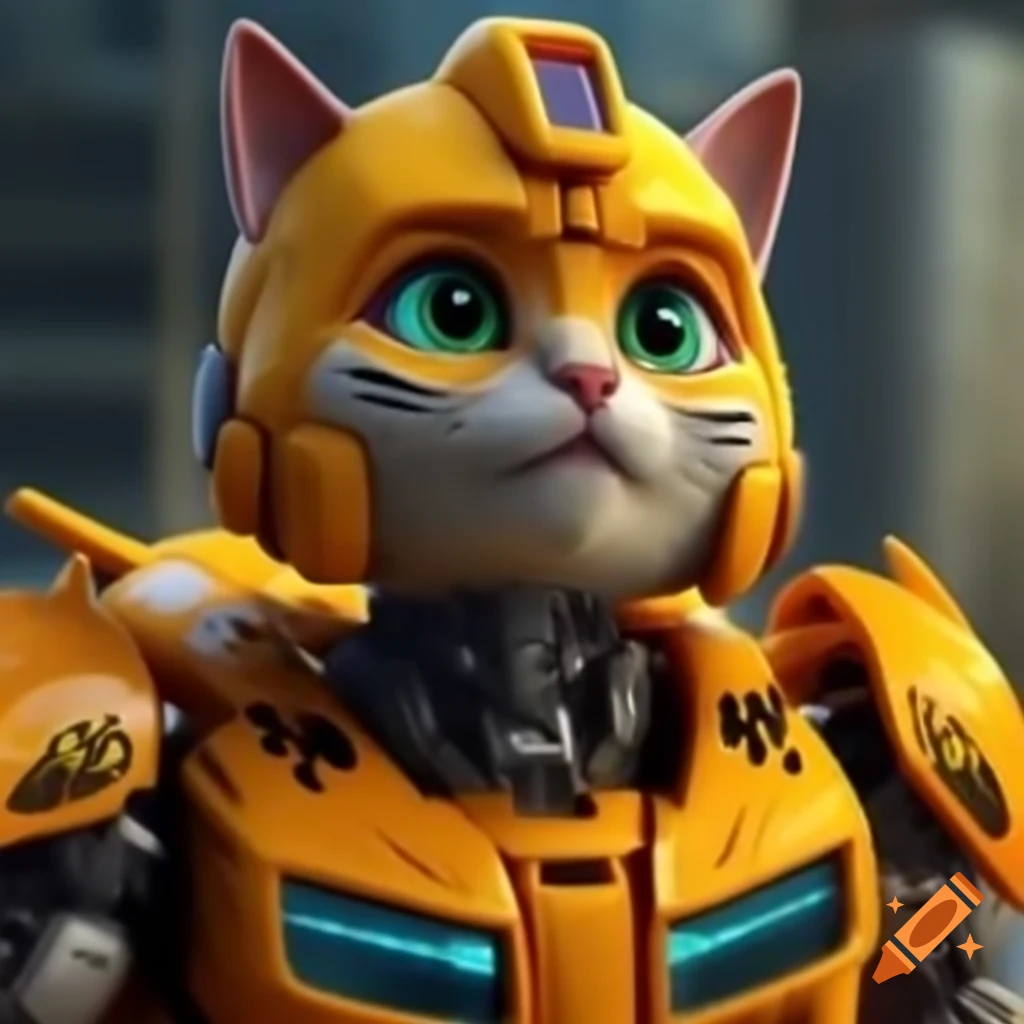 Kawaii cat inspired by bumblebee from transformers on Craiyon