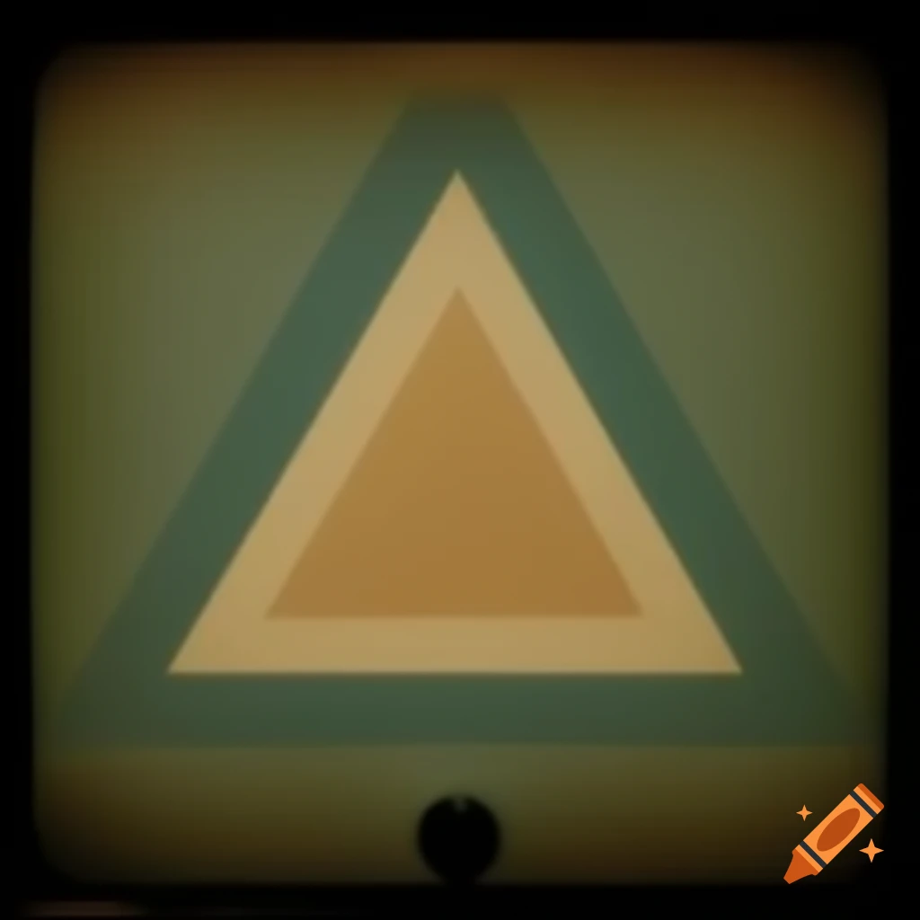 Minimalist triangle in muted colors with grainy television static ...