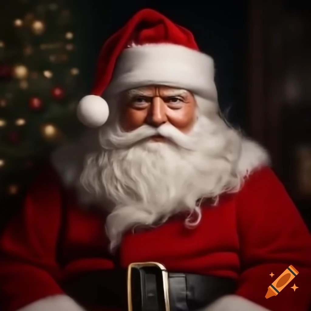 Cartoon of Donald Trump dressed as Santa Claus on Craiyon