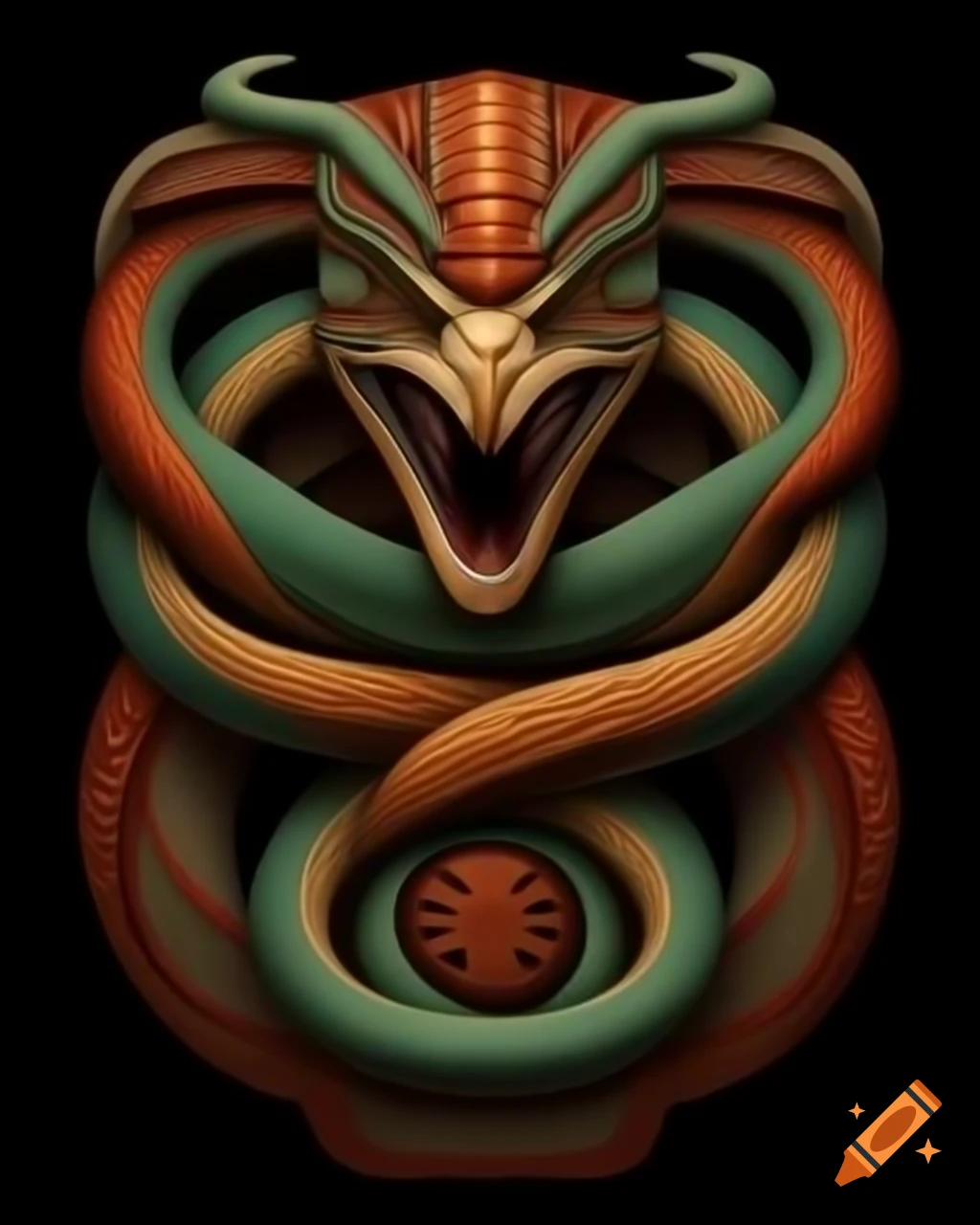 Totem art showcasing intricate snake design on Craiyon