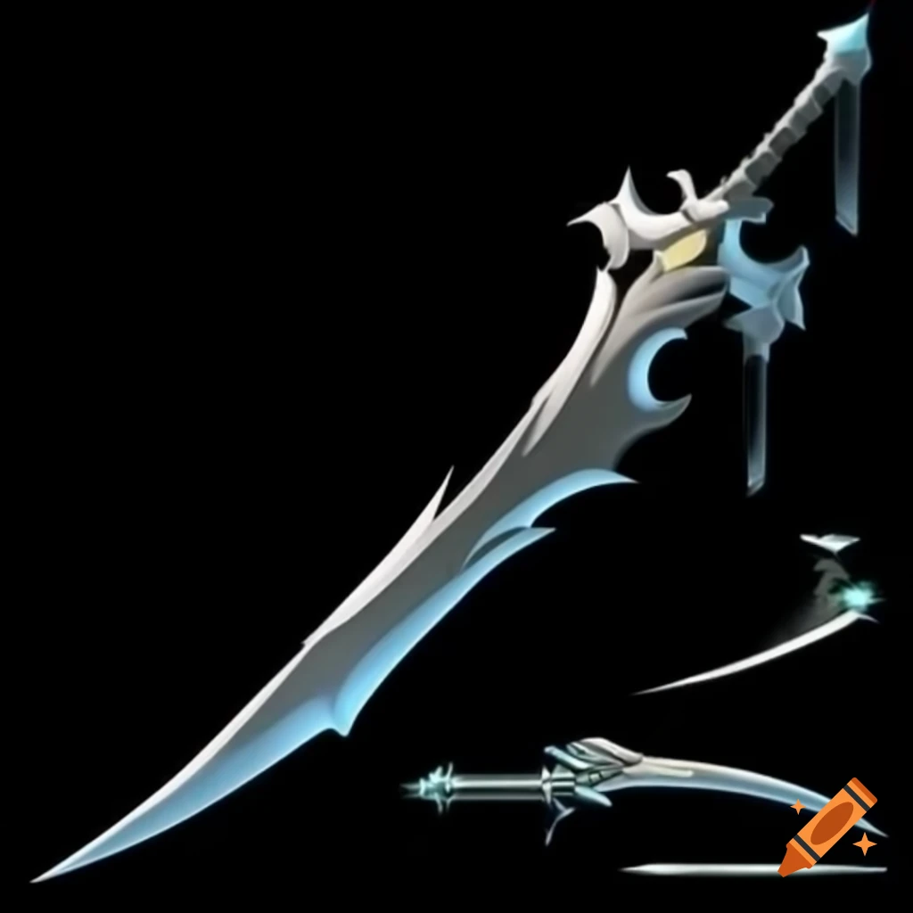 Intricate design of a curved blade resembling a broadsword on Craiyon