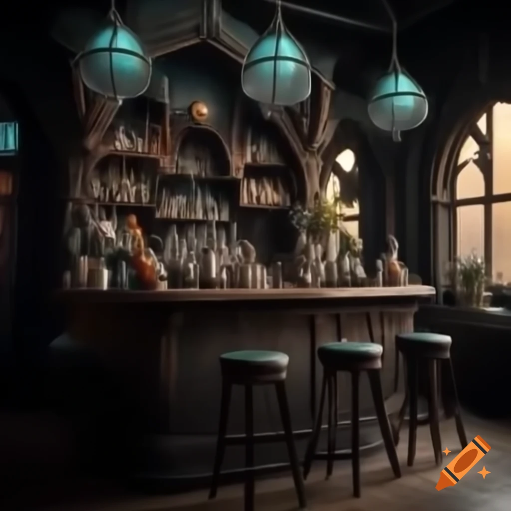 Ghost-themed bar in dnd universe, friendly yet slightly haunted ...