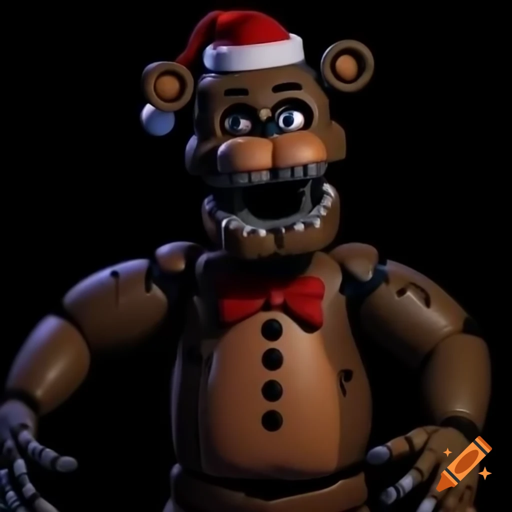 Realistic animatronic Santa with wounds in dark shadows, inspired by ...