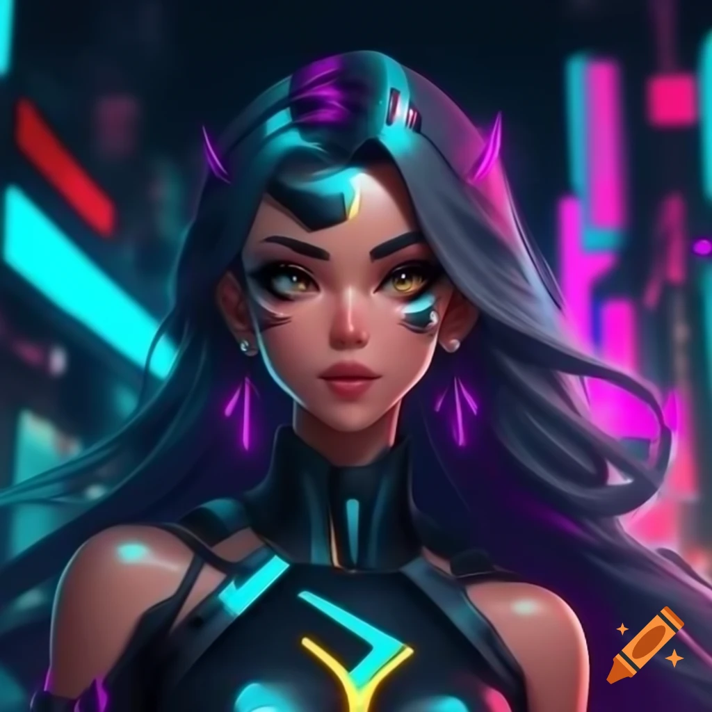 Anime-style girl with teal and purple hair inspired by Solana logo ...