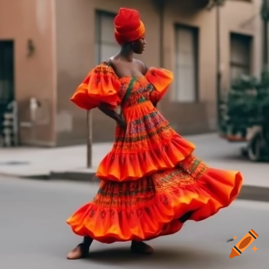 Flamboyant dress with boho and street style elements on Craiyon