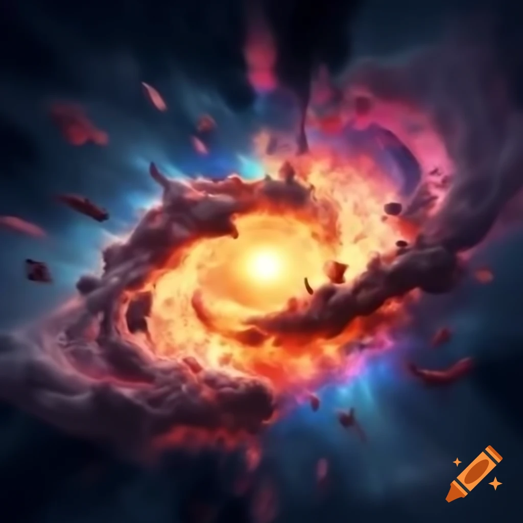 Magical explosion with rainbow light in Yu-Gi-Oh card art on Craiyon