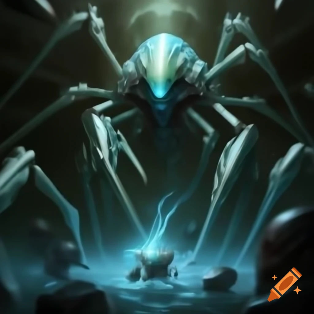 Phyrexian insectoid creating mind link with human in detailed magic ...