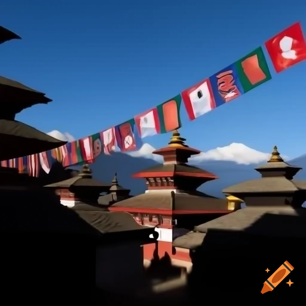 YouTube banner design featuring Nepali flag colors with temples, stupas ...