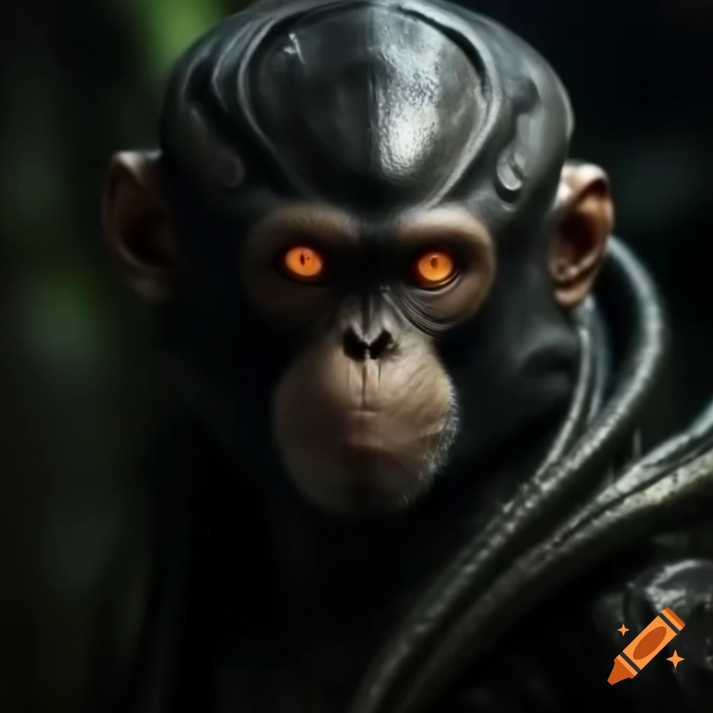 Monkey and xenomorph hybrid in H.R. Giger and Beksinski inspired style ...