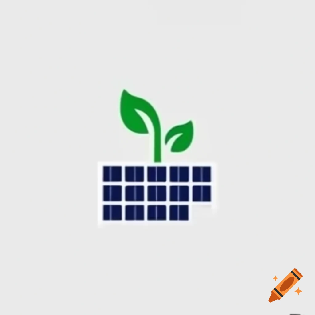 Minimalist logo design combining plant and photovoltaic panel for ...