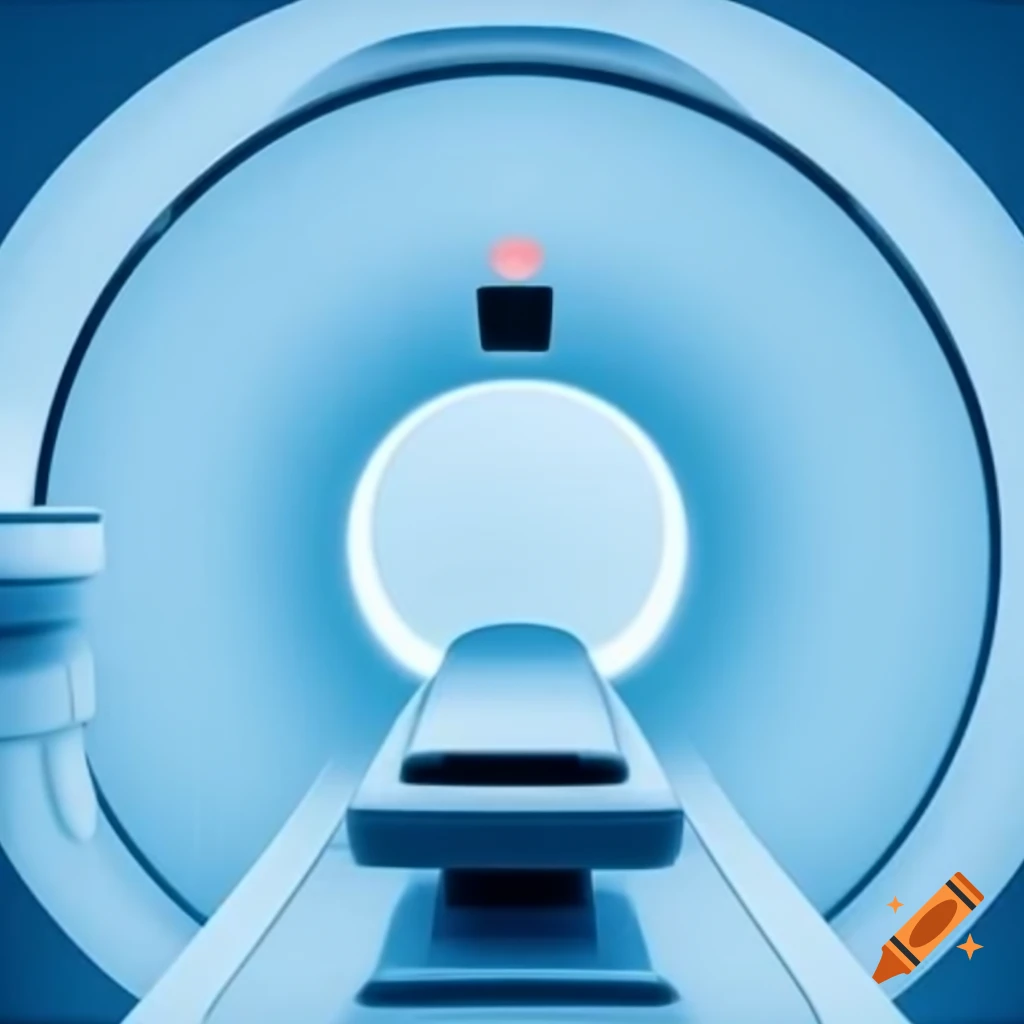 Abstract photo of gantry mri scanner with light blue tones on Craiyon