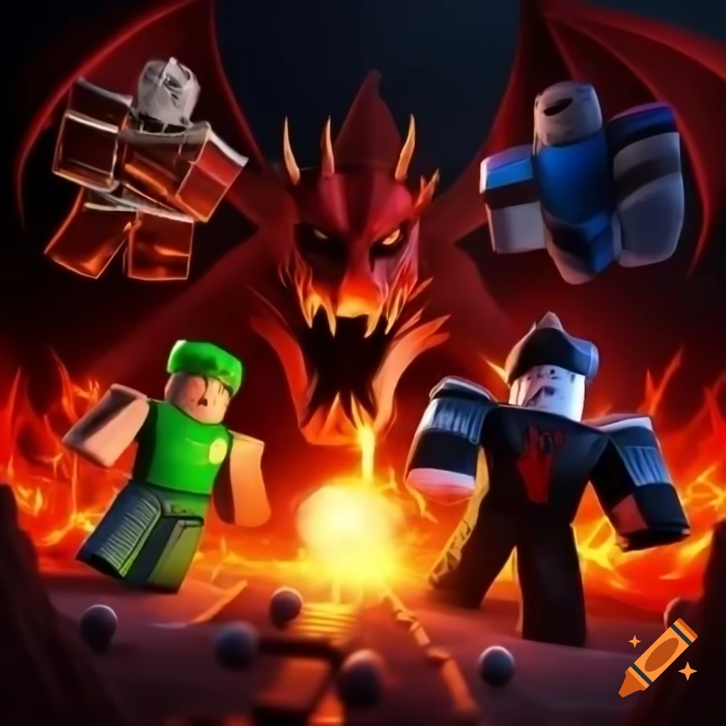 Chaotic battle scene in Roblox with dragons, lightning god, and players ...