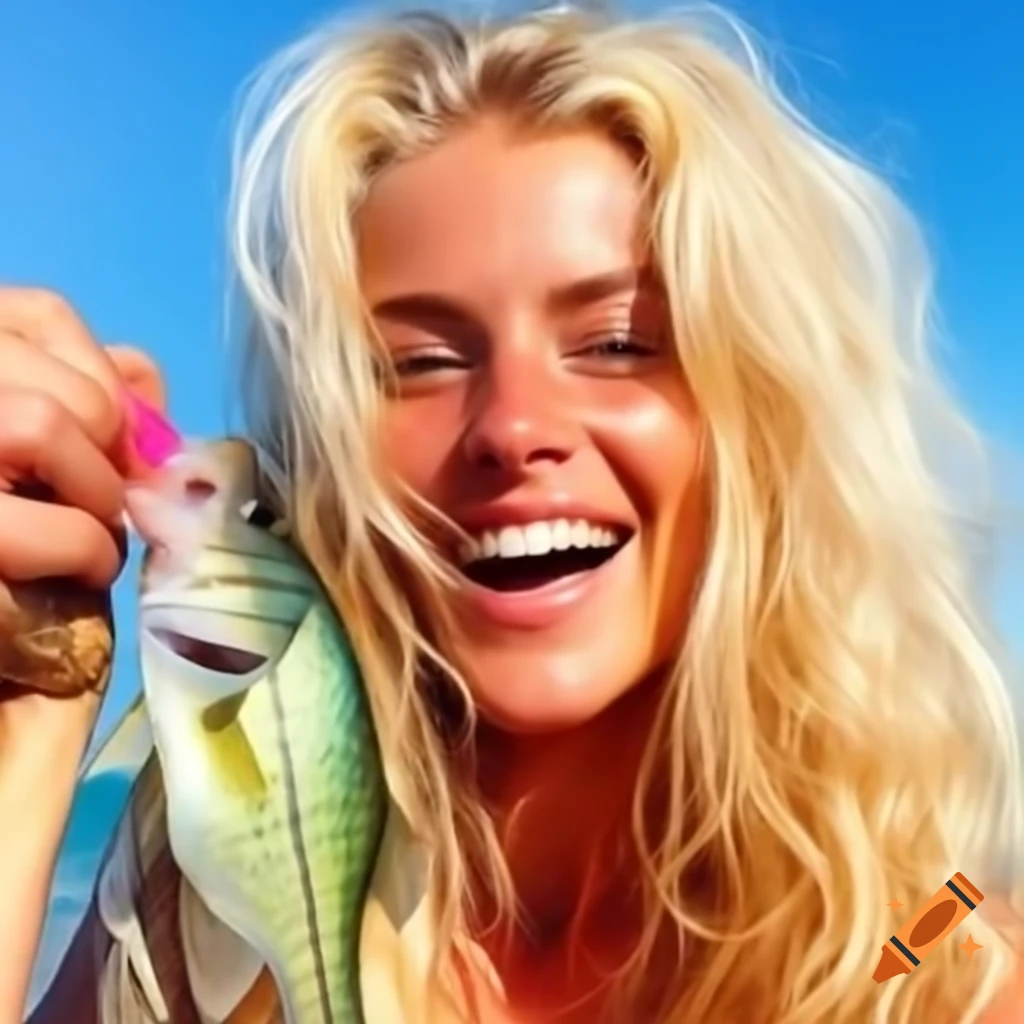 Person fly fishing on sunny beach with beautiful scenery on Craiyon