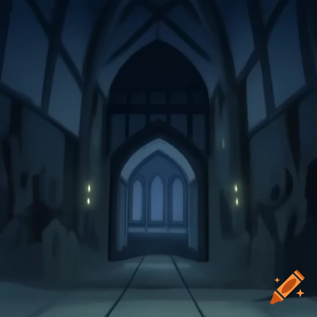 Gloomy, spooky hall interior of a medieval castle on Craiyon