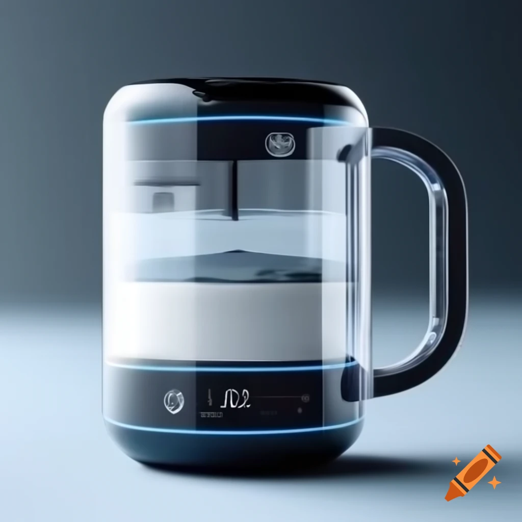 Futuristic smart measuring cup with transparent body and digital handle ...