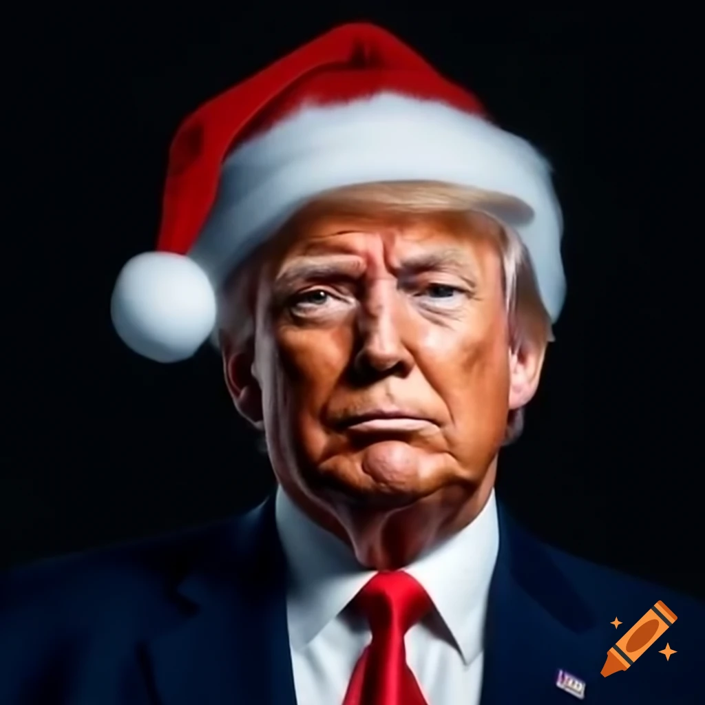 Donald Trump wearing Santa Claus hat on Craiyon