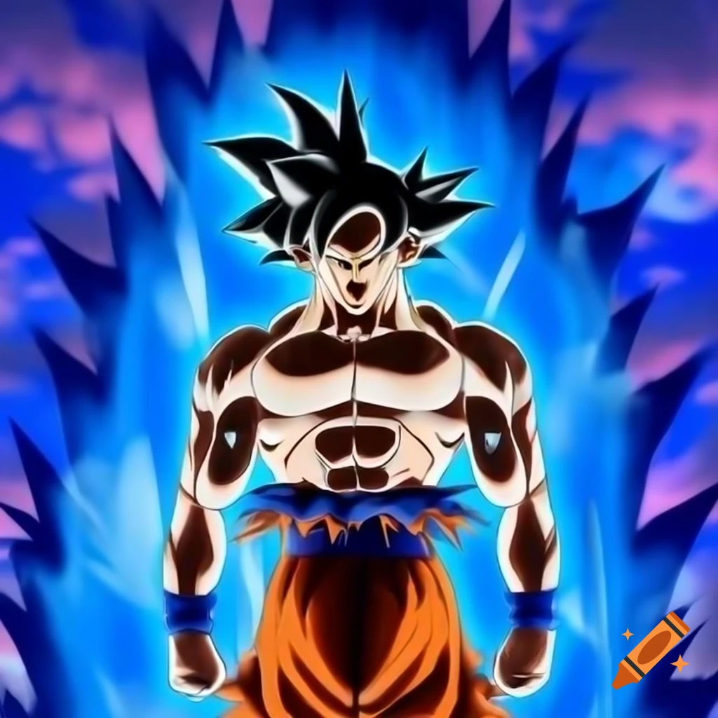 Goku in Super Saiyan Blue form, high-resolution wallpaper on Craiyon