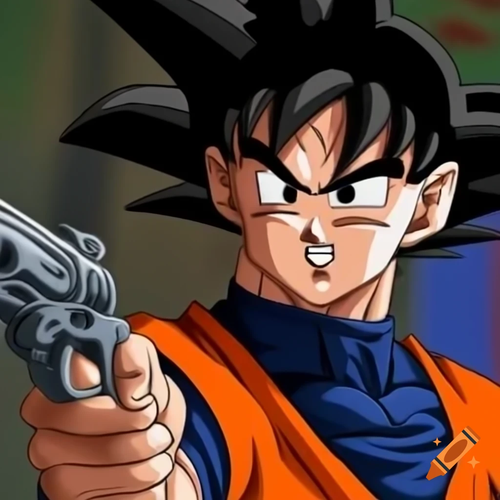 Goku character holding a gun on Craiyon
