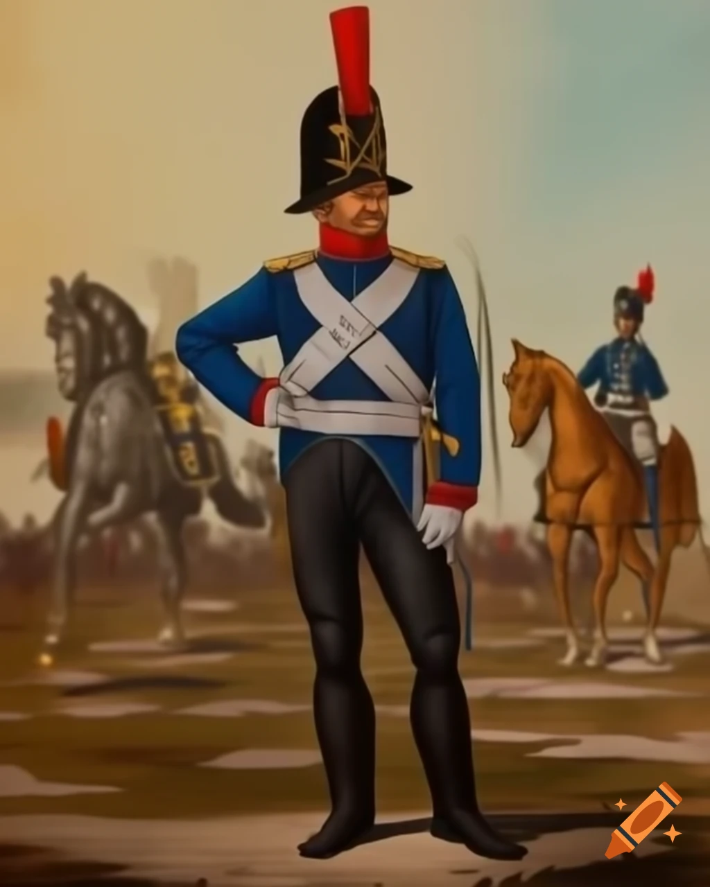 Vintage illustration of Napoleonic era French cavalry officer in ...